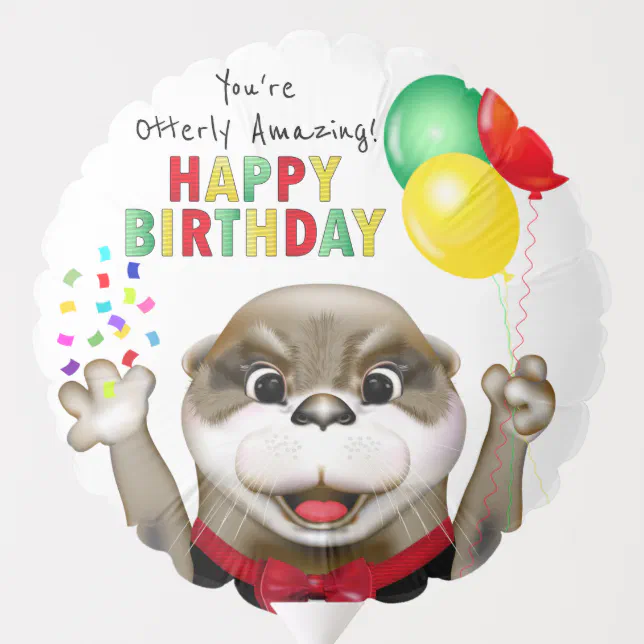 Cute Otter in Tuxedo | Happy Birthday Balloon | Zazzle