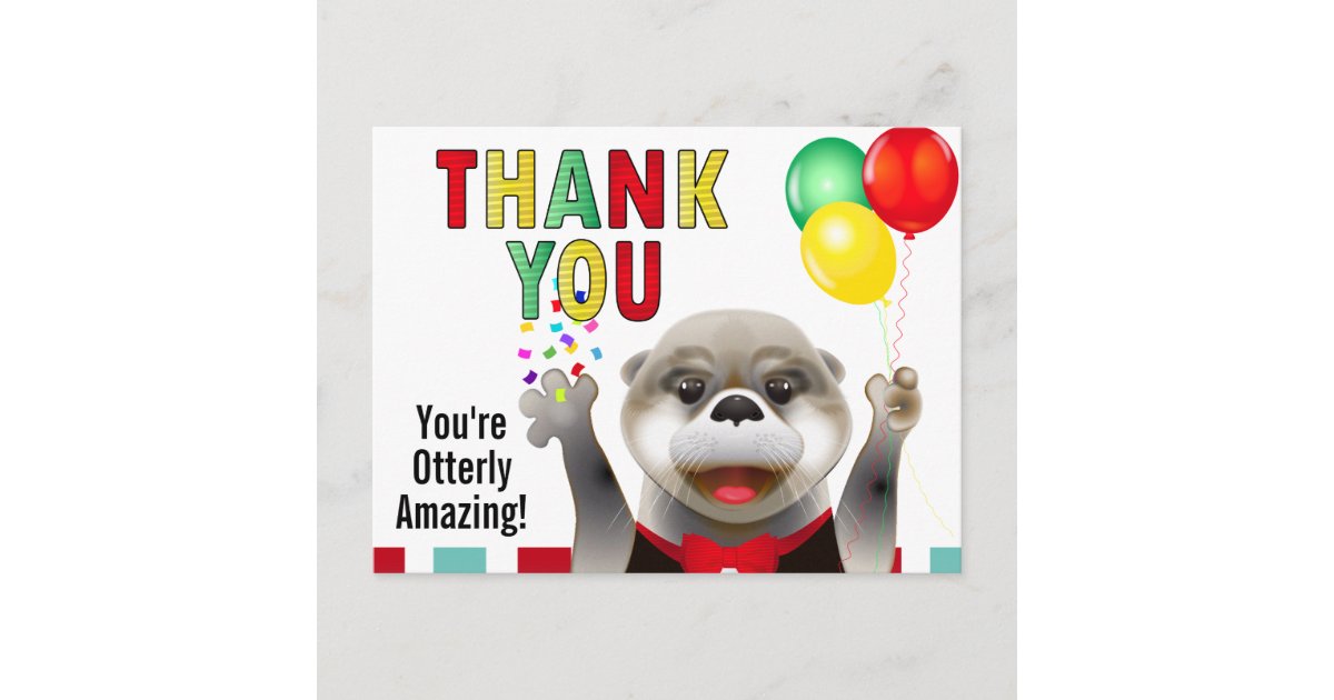 Cute Otter in Tuxedo | Thank You Postcard | Zazzle