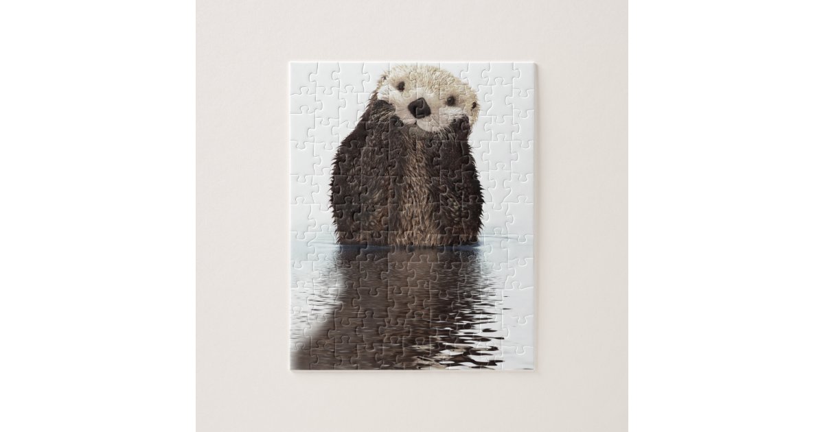 Cute Otter in Water Jigsaw Puzzle | Zazzle