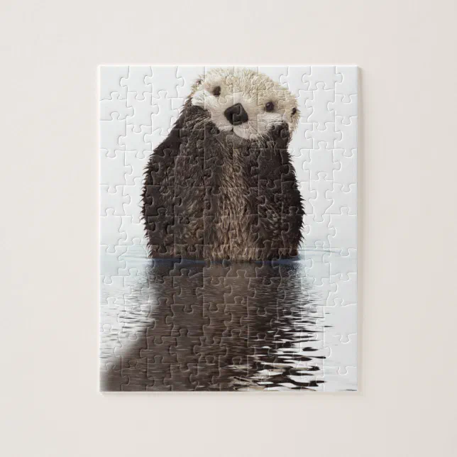 Cute Otter in Water Jigsaw Puzzle | Zazzle