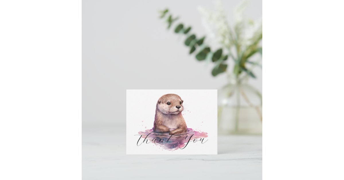 Cute Otter Thank You Note Card | Zazzle