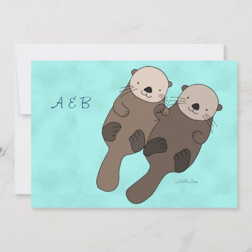 Cute Otter Wedding Invitation Otter Couple Wedding | Zazzle