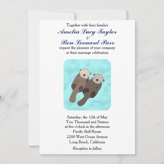 Cute Otter Wedding Invitation Otter Couple Wedding | Zazzle.com