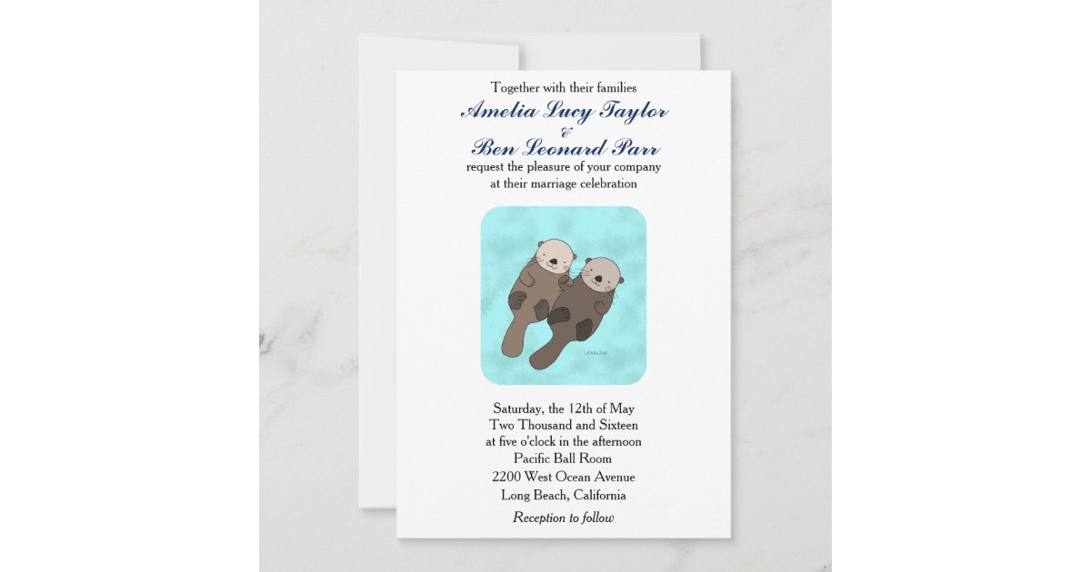 Cute Otter Wedding Invitation Otter Couple Wedding | Zazzle