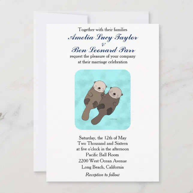 Cute Otter Wedding Invitation Otter Couple Wedding | Zazzle