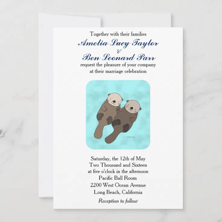Cute Otter Wedding Invitation Otter Couple Wedding | Zazzle