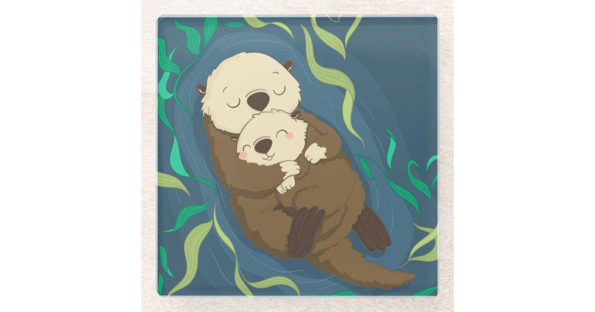 Cute Otters Glass Coaster | Zazzle