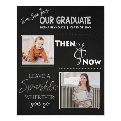 Cute Our Graduate Then and Now Graduation Photo Poster | Zazzle