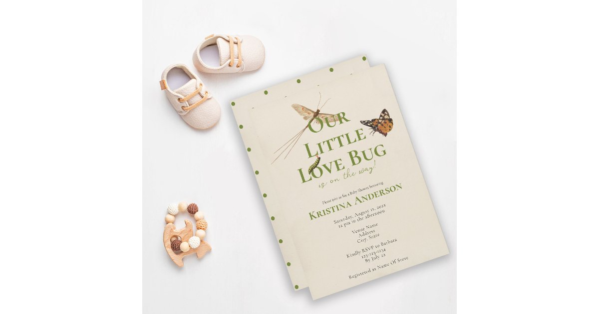 Cute Our Little Love Bug Baby Invitation | Zazzle