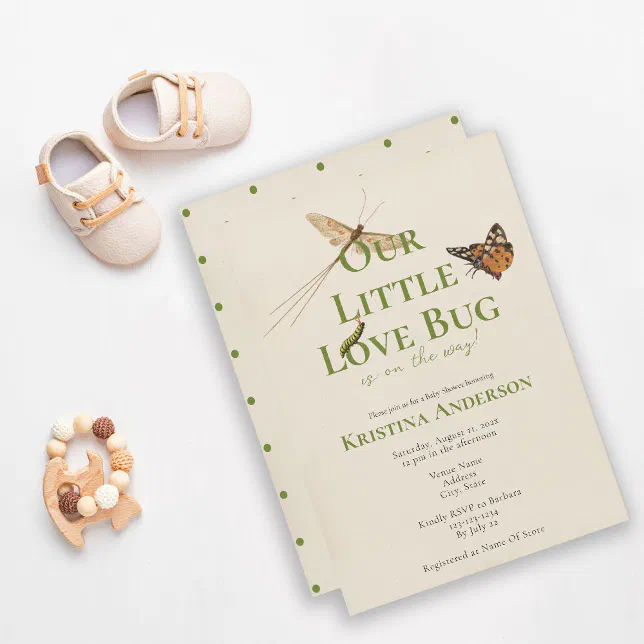 Cute Our Little Love Bug Baby Invitation | Zazzle