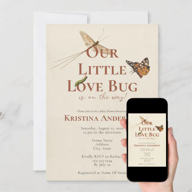 Cute Our Little Love Bug Baby Invitation | Zazzle