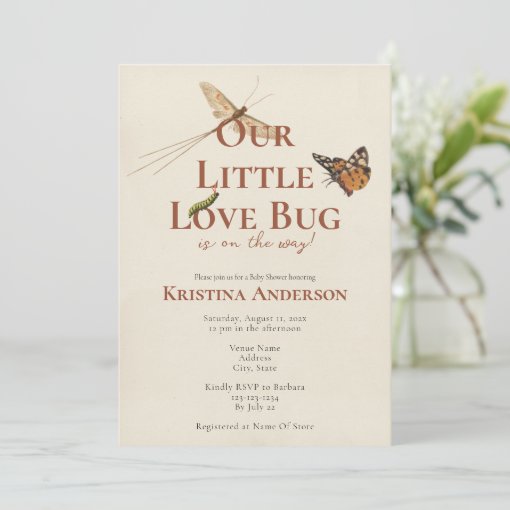 Cute Our Little Love Bug Baby Invitation | Zazzle