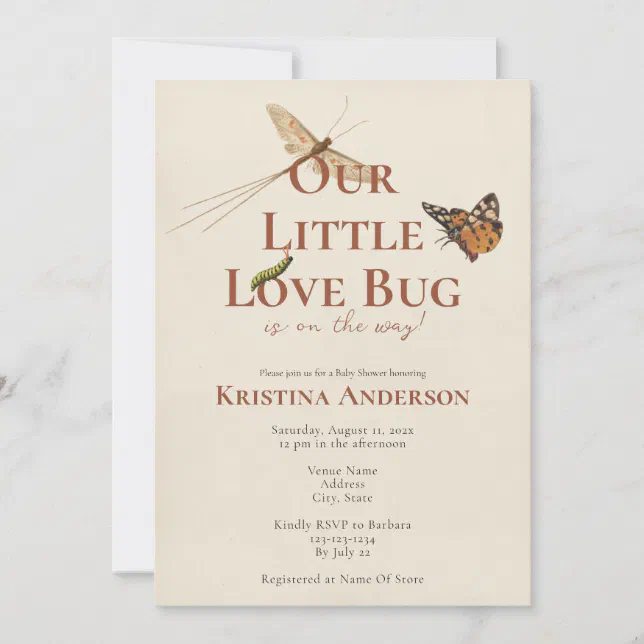 Cute Our Little Love Bug Baby Invitation | Zazzle