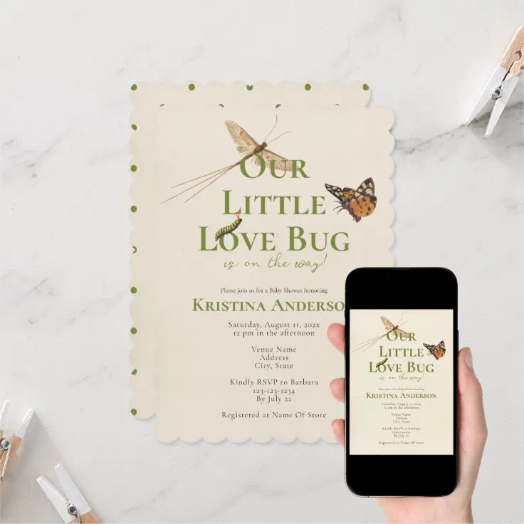 Cute Our Little Love Bug Baby Shower Invitation | Zazzle