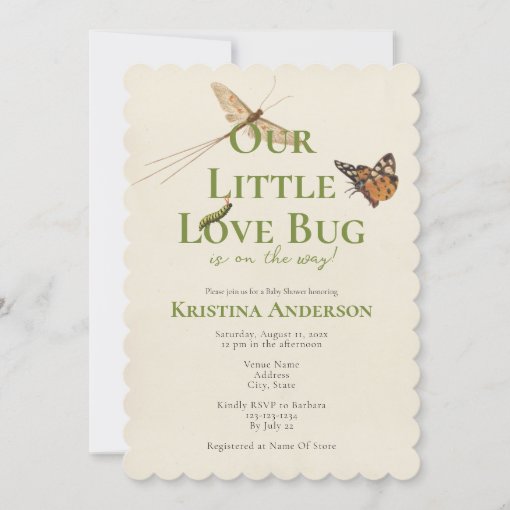 Cute Our Little Love Bug Baby Shower Invitation | Zazzle
