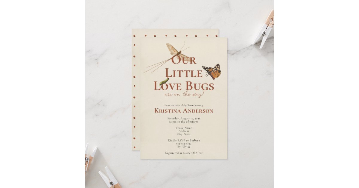 Cute Our Little Love Bugs Baby Invitation | Zazzle