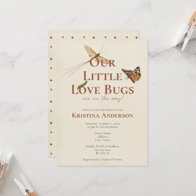 Cute Our Little Love Bugs Baby Invitation | Zazzle