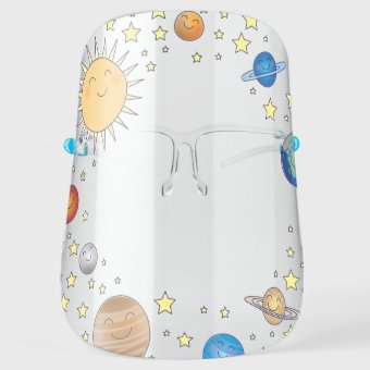 Cute Outer Space Planets Solar System Face Shield | Zazzle