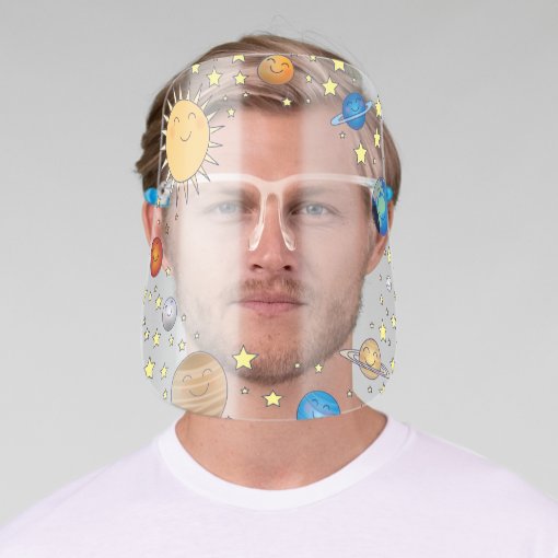 Cute Outer Space Planets Solar System Face Shield | Zazzle