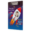 Cute Outer Space Rocket Ship Blast Off Birthday Clipboard | Zazzle