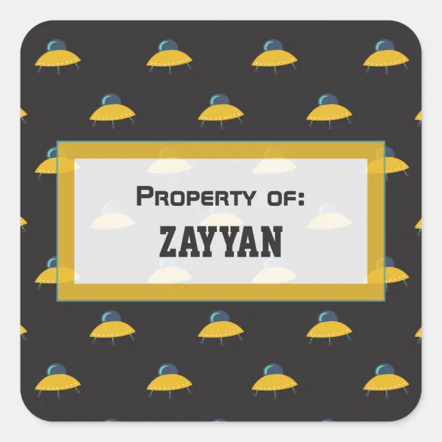 Cute Outer Space Spaceship Pattern Personalized Square Sticker | Zazzle