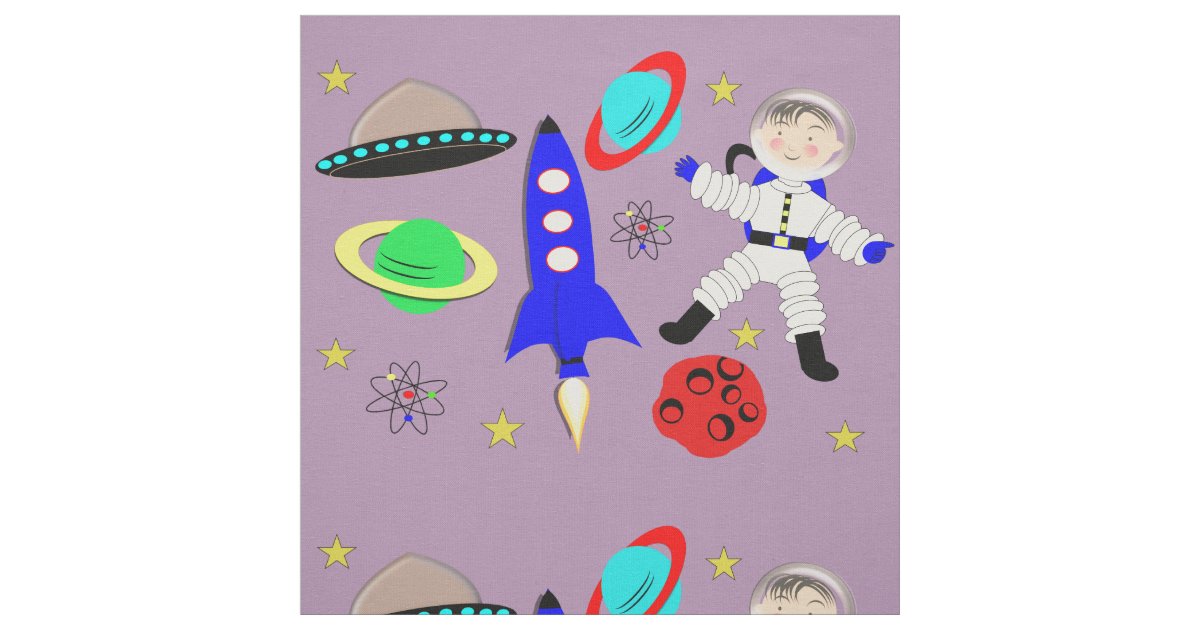 Cute Outer Space Themed Fabric | Zazzle