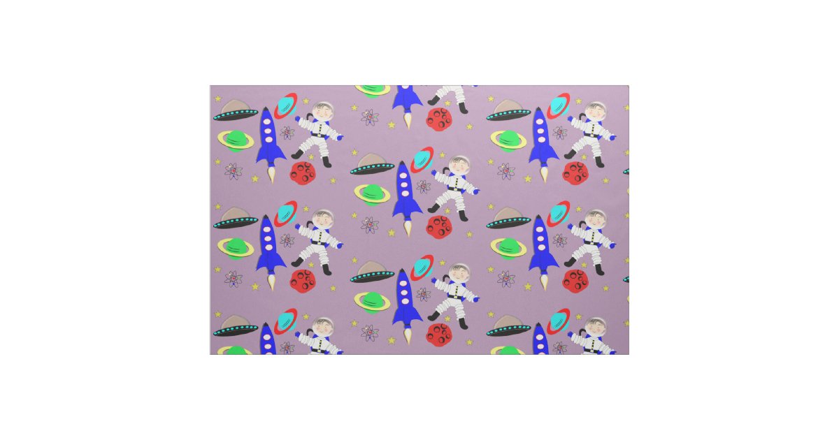 Cute Outer Space Themed Fabric | Zazzle