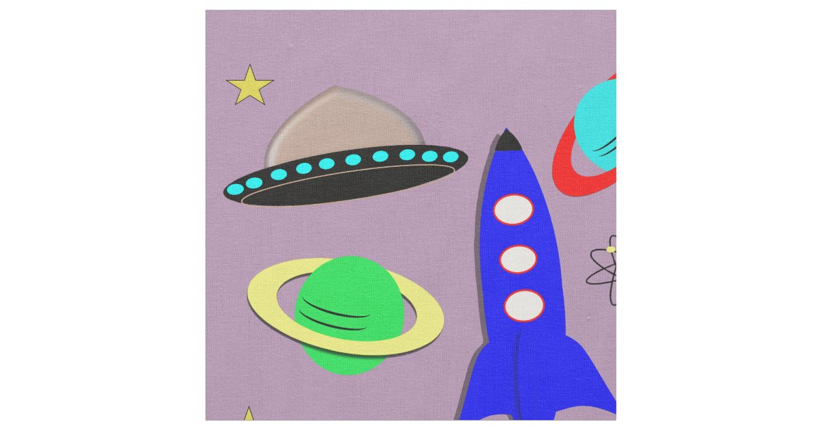 Cute Outer Space Themed Fabric | Zazzle