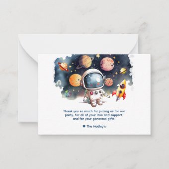 Cute Outerspace Astronaut Thank You Note Card | Zazzle