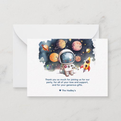 Cute Outerspace Astronaut Thank You Note Card | Zazzle
