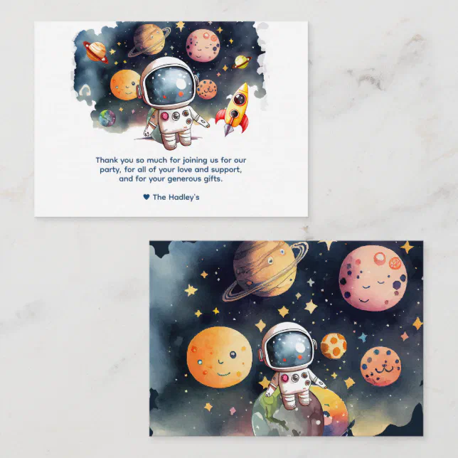 Cute Outerspace Astronaut Thank You Note Card | Zazzle