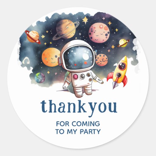 Cute Outerspace Planets Thank You Party Sticker | Zazzle