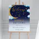 Cute Over the Moon Boy Baby Shower Welcome Poster | Zazzle