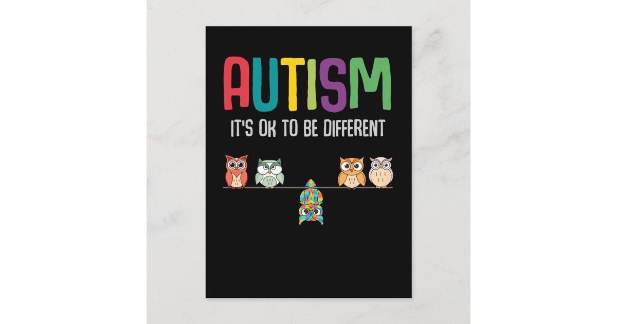 Cute Owl Autism Awareness Puzzle Autistic Kid Postcard | Zazzle