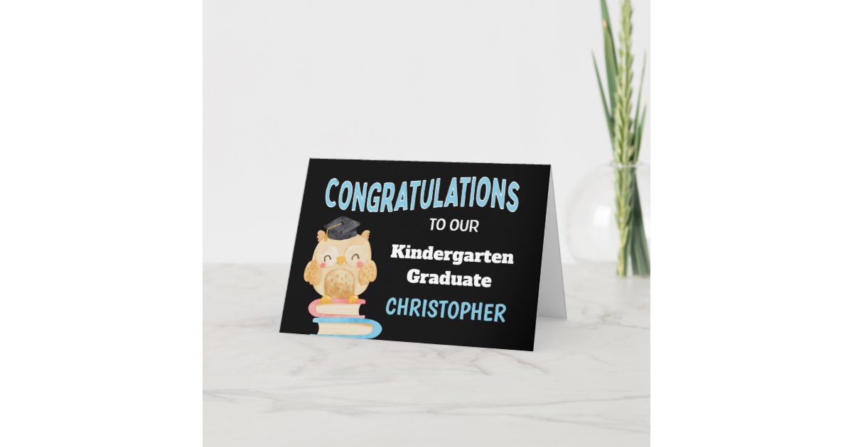 Cute Owl Congratulations Kindergarten Graduation Card | Zazzle