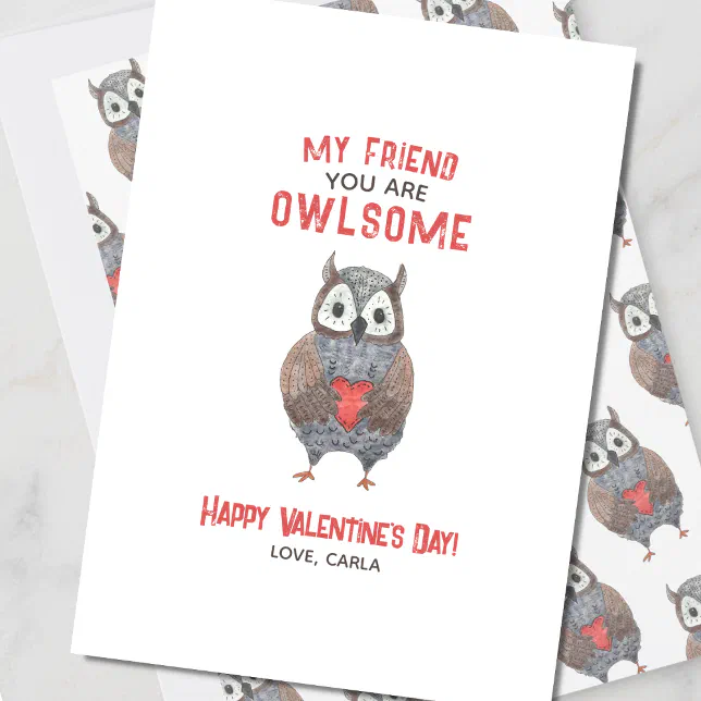 Cute Owl Friend Valentine's Day Holiday Card | Zazzle