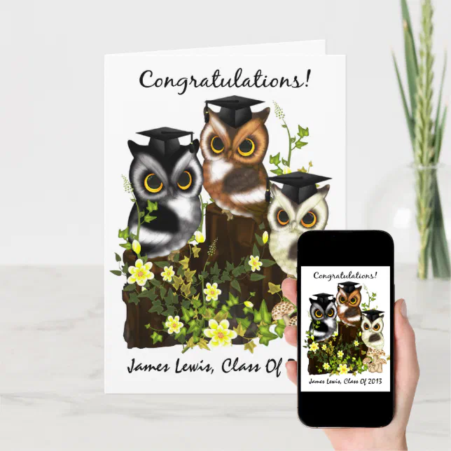 Cute Owl Graduation To Customize With Class Names Card | Zazzle