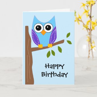 Cute Owl Happy Birthday Card | Zazzle
