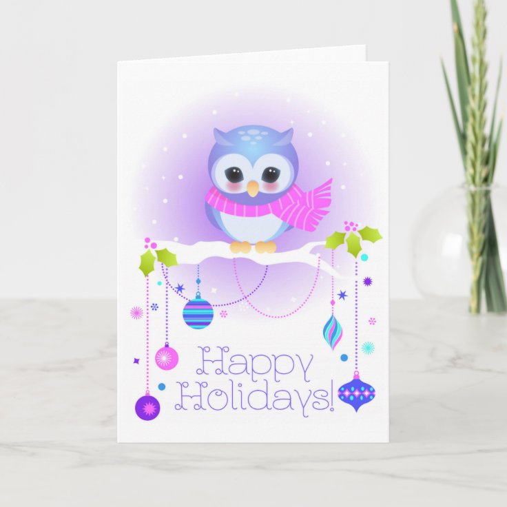 Cute owl holiday card | Zazzle