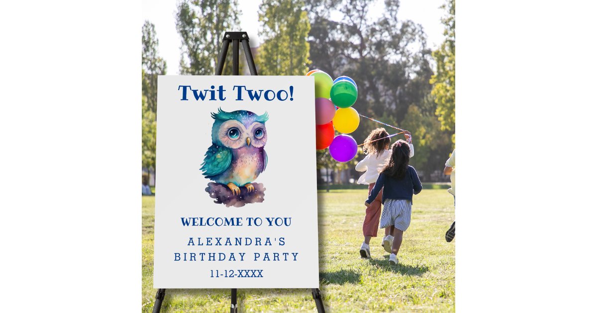 Cute Owl Kids Birthday Party Welcome Sign | Zazzle