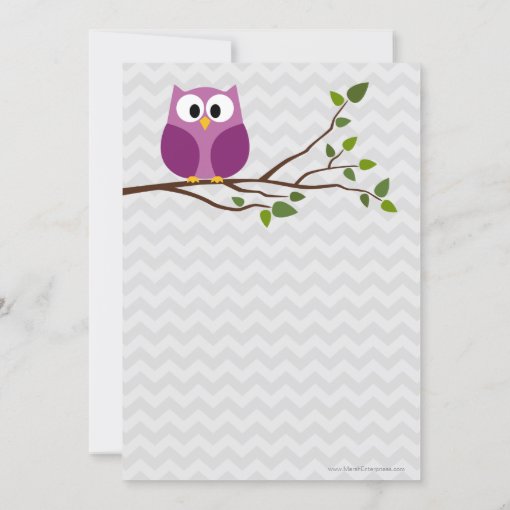 Cute Owl on Branch and chevrons Baby Girl Shower Invitation | Zazzle