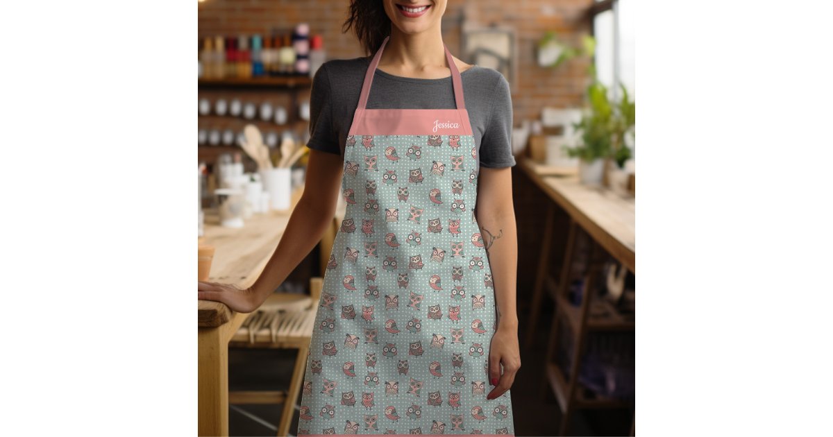 Cute Owl Pattern Apron | Zazzle
