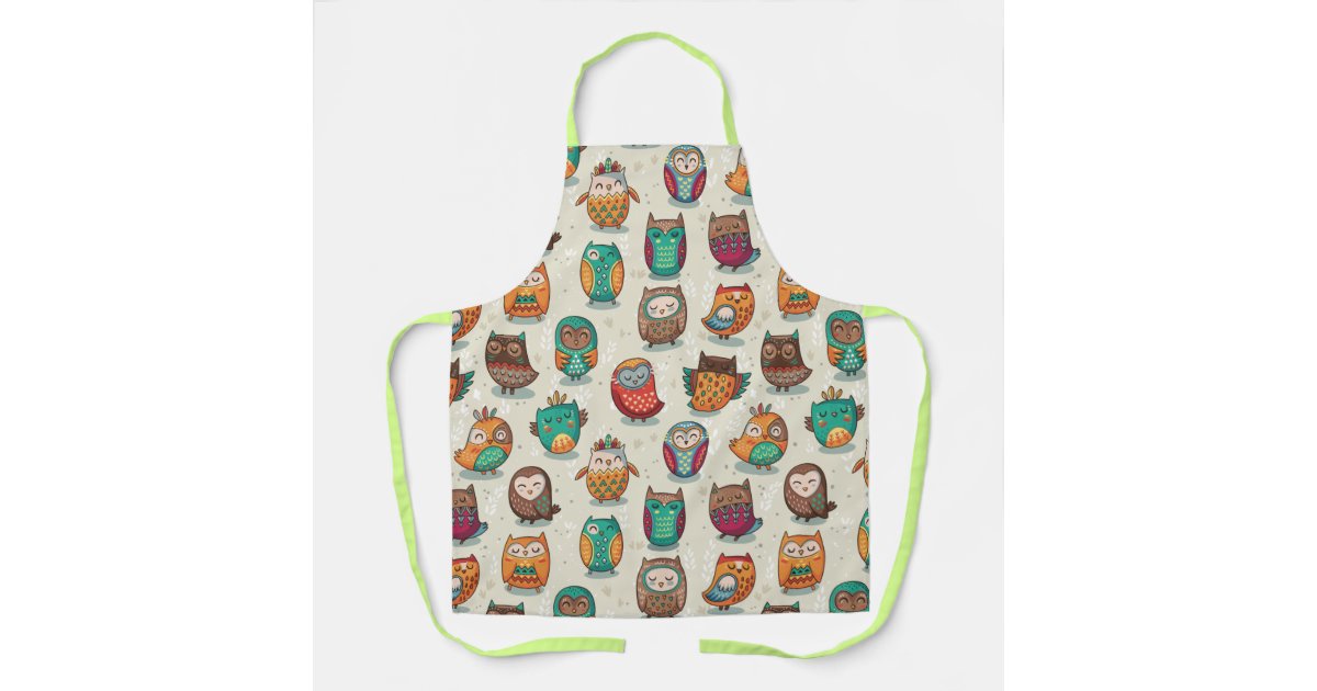 Cute Owl Pattern Apron | Zazzle