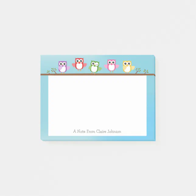 Cute Owl Personalized Post It Note | Zazzle
