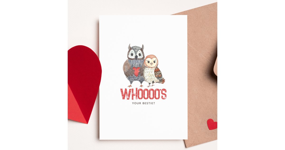 Cute Owl Pun Bestie Valentine's Day Card | Zazzle