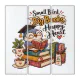 Cute Owl Reading Books Illustration Triptych | Zazzle