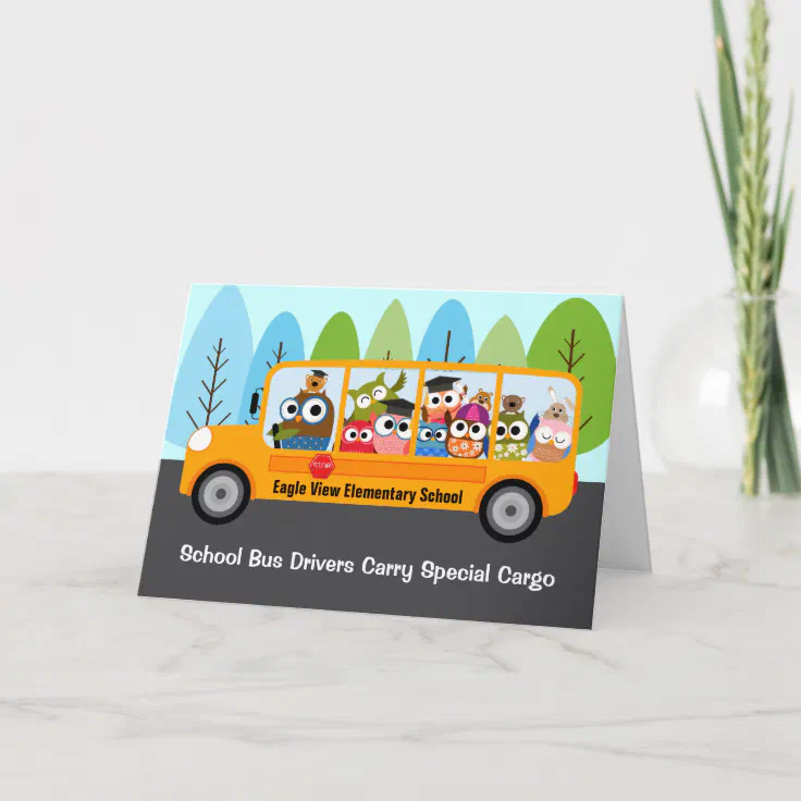 Cute Owl School Bus Driver Appreciation Thank You | Zazzle