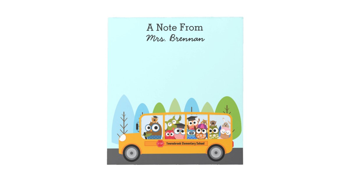 Cute Owl School Bus Driver Notepad | Zazzle