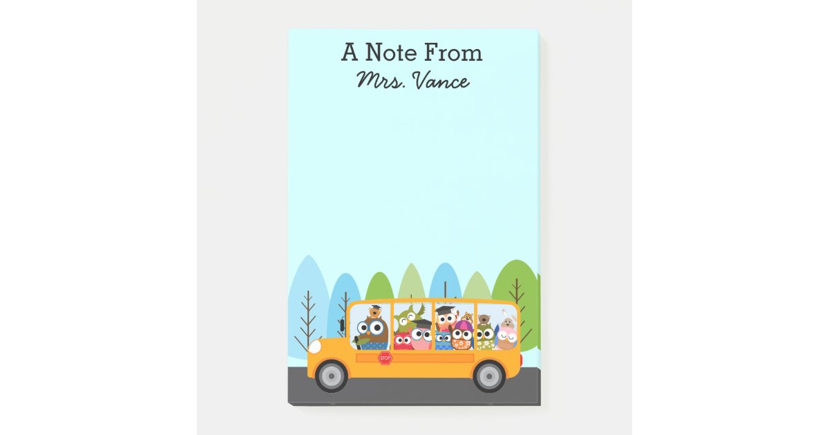 Cute Owl School Bus Driver Teacher Post-it Notes | Zazzle