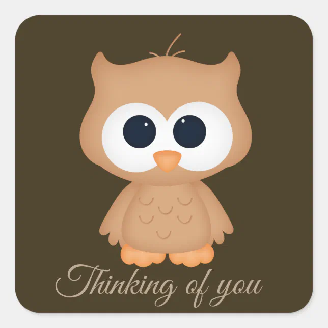 Cute owl Thinking of you sticker | Zazzle